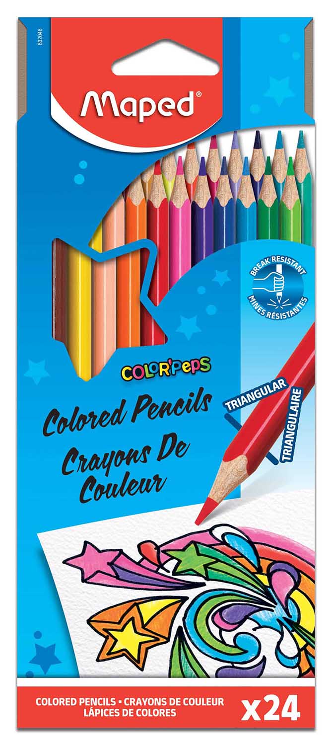 Color'Peps Triangular Pencils x24 - Smooth Break-Resistant Core
