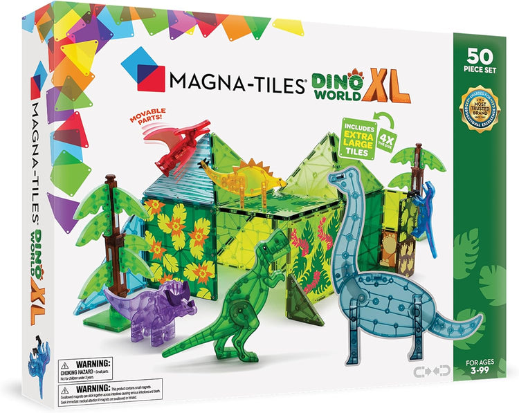MAGNA-TILES Dino World XL 50-Piece Magnetic Construction Set