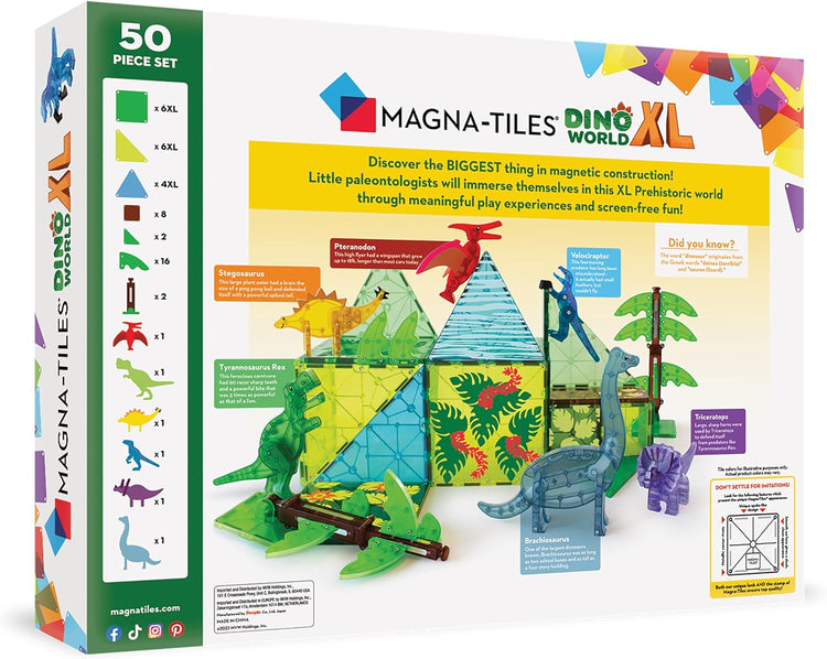 MAGNA-TILES Dino World XL 50-Piece Magnetic Construction Set